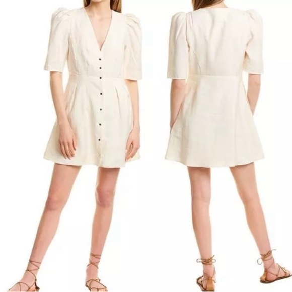 ba&sh | Dresses | Bash Astrid Mini Dress A Line Pleated Ecru Ivory ...